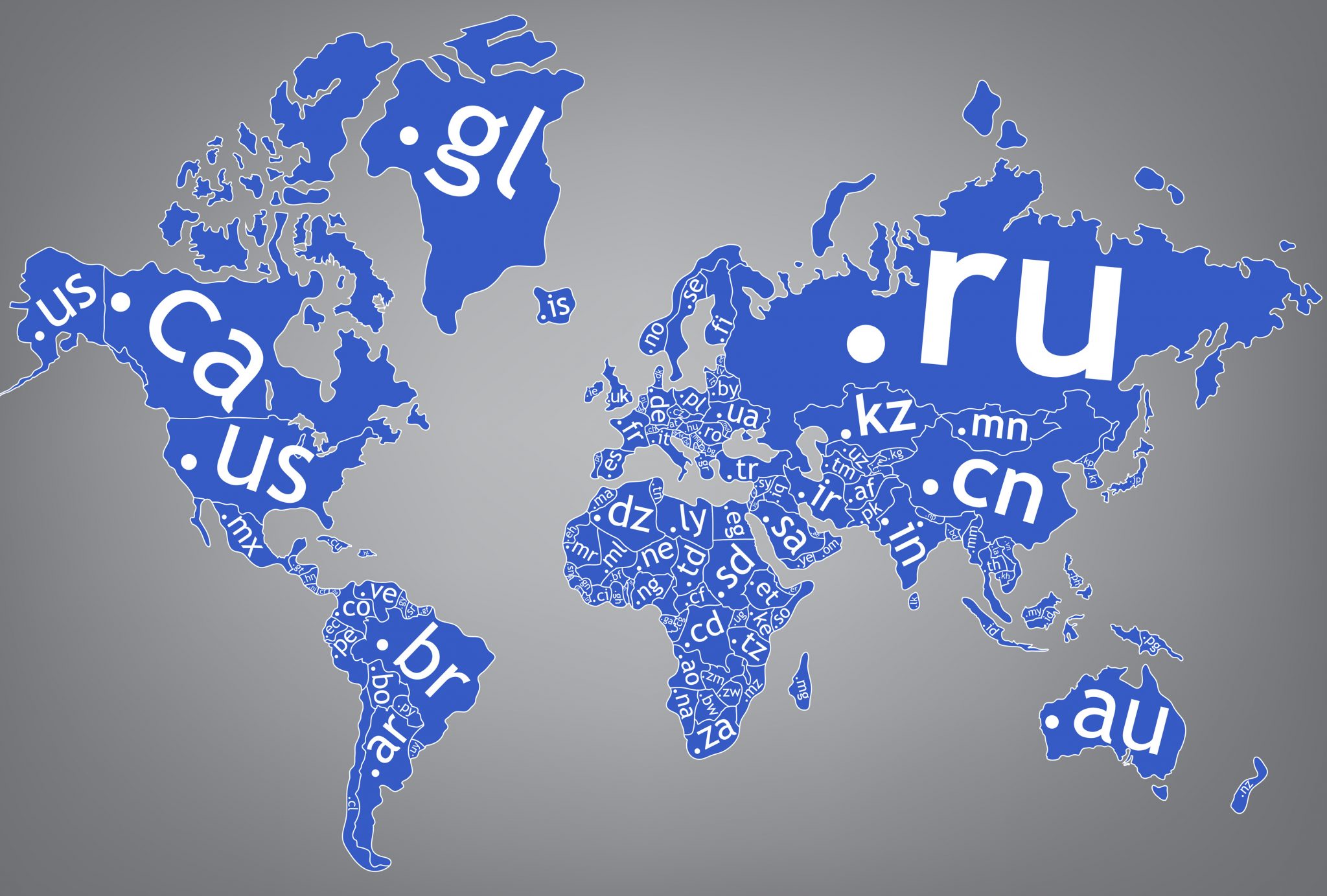 Internet country domains list / Country Internet codes / TLDs - World ...